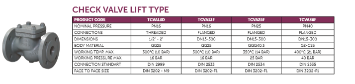 Lift Type Check Valve / TERMO - Gedik Termo Valve
