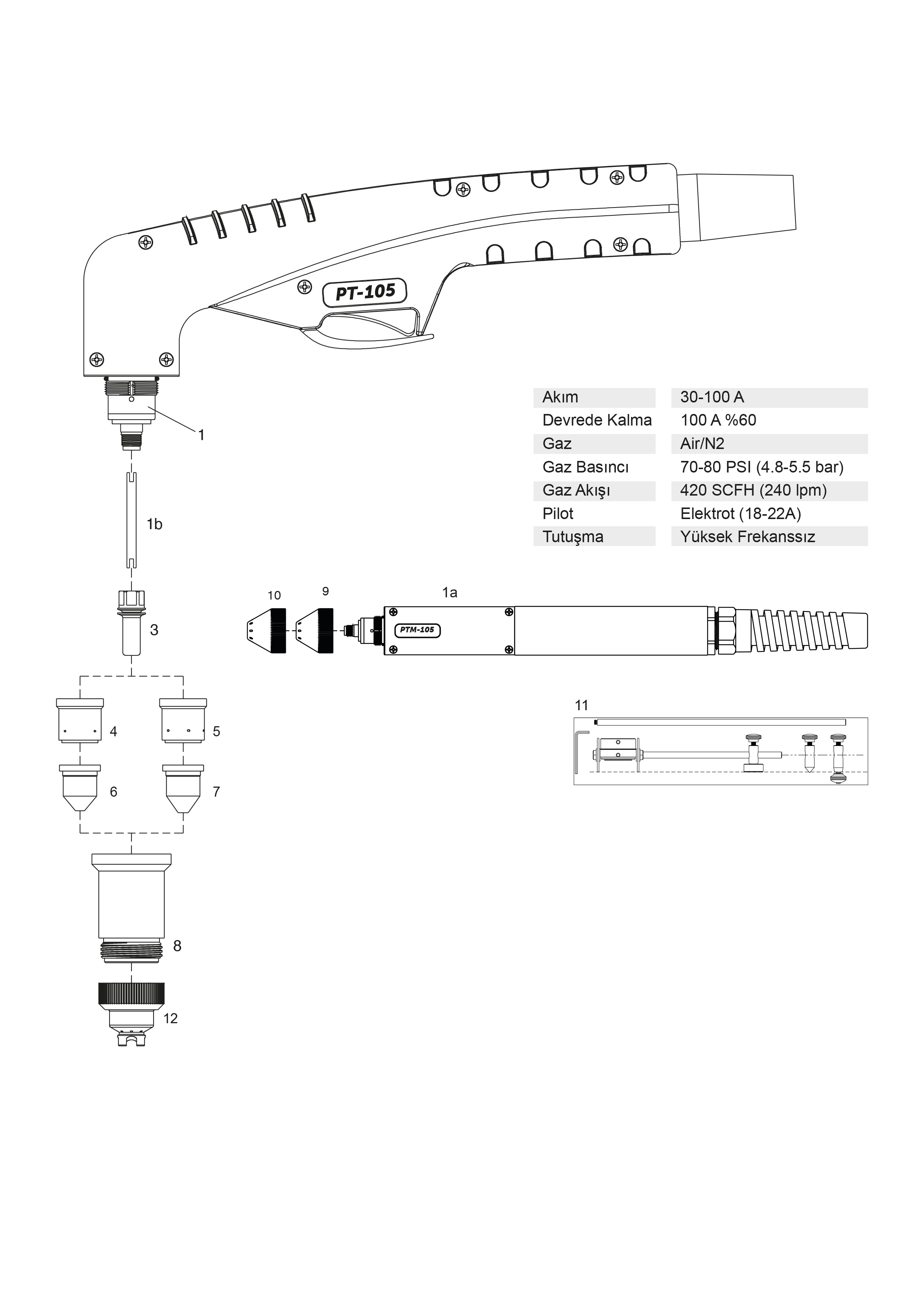 PT-105 PLASMA CUTTING TORCH AND SPARE PARTS / GEKAMAC - Gedik Welding